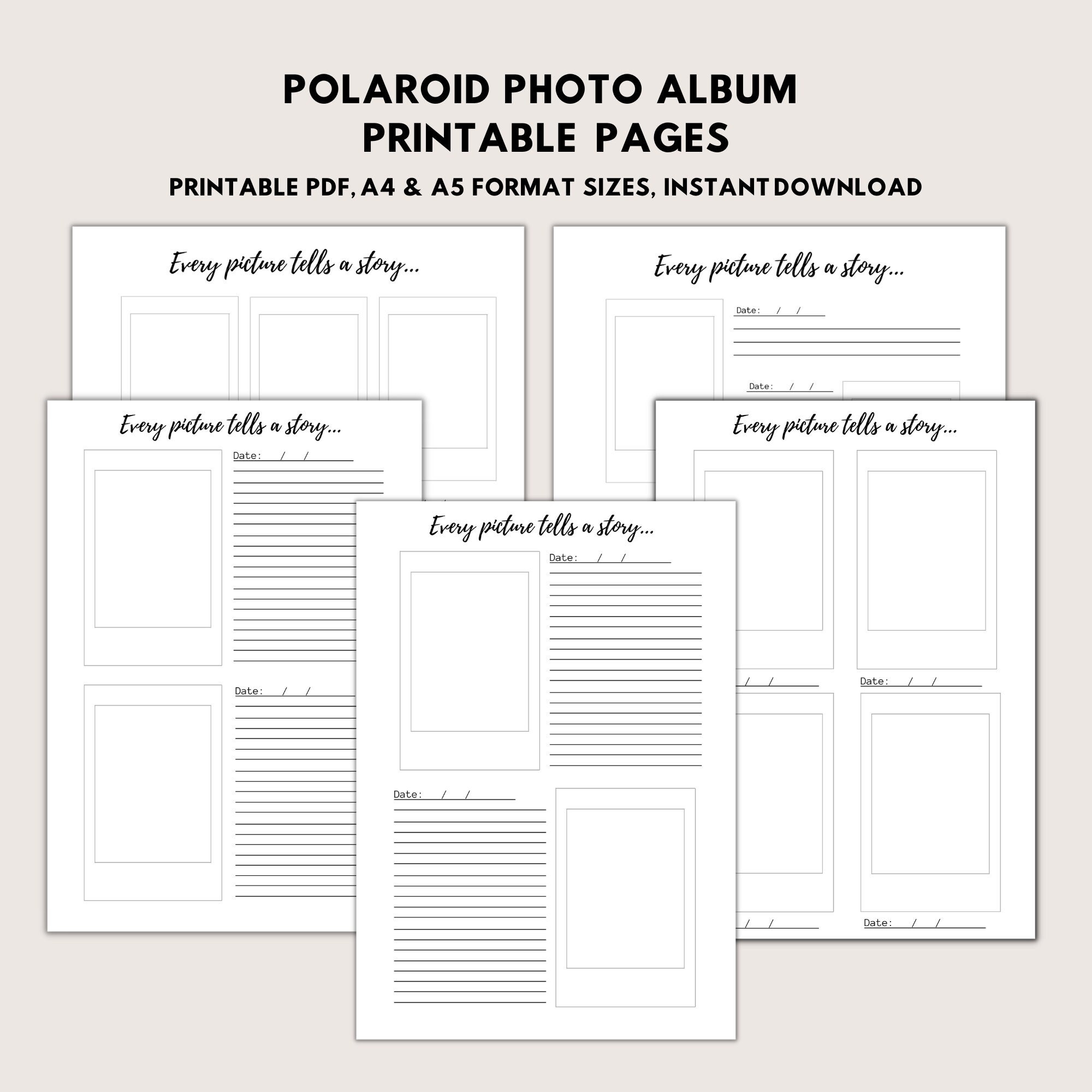 Printable Photo Album Pages, Polaroid Photo Album, Photo Diary ...