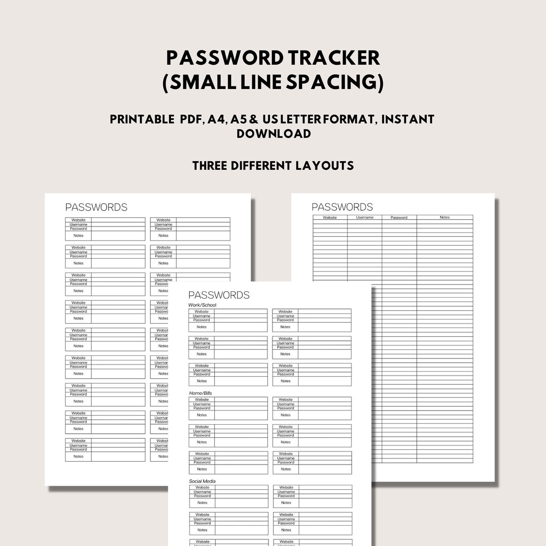 Password Tracker Organizer, Printable Password Tracker, Password Log ...