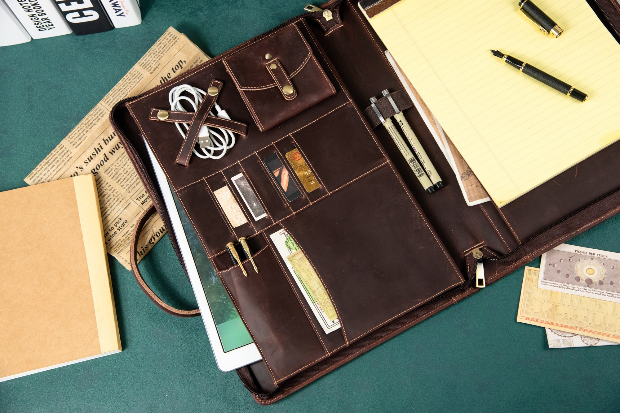 Leather Portfolios for Men, Business Portfolio Notebook, Professional ...