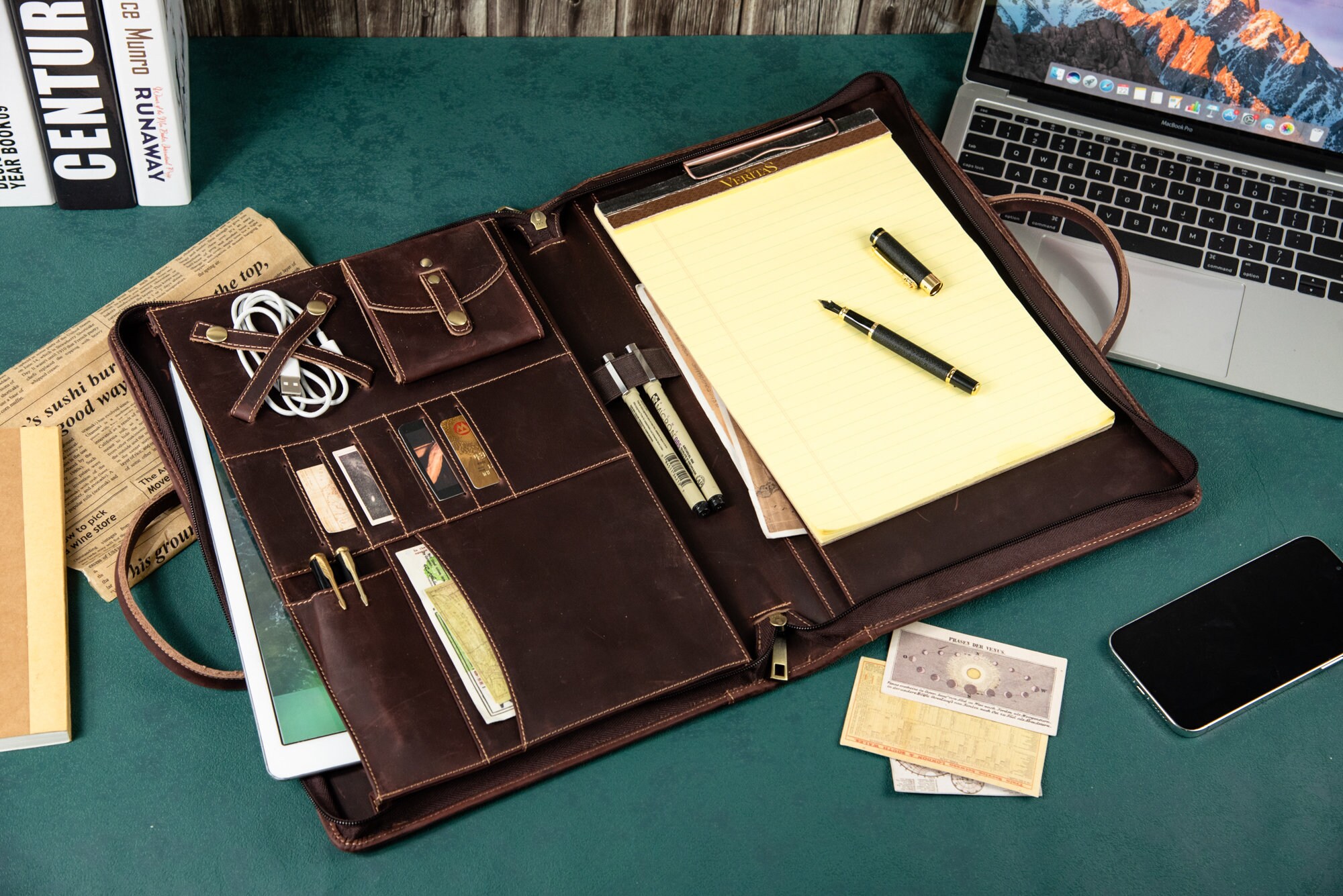 Leather Portfolios for Men, Business Portfolio Notebook, Professional ...