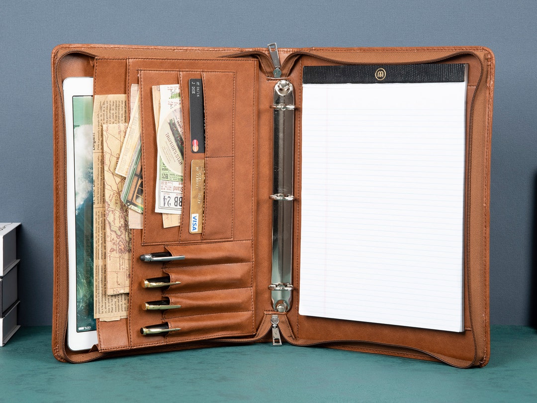 Business Portfolio Binder 3 Rings, Handmade Padfolio Folder With ...