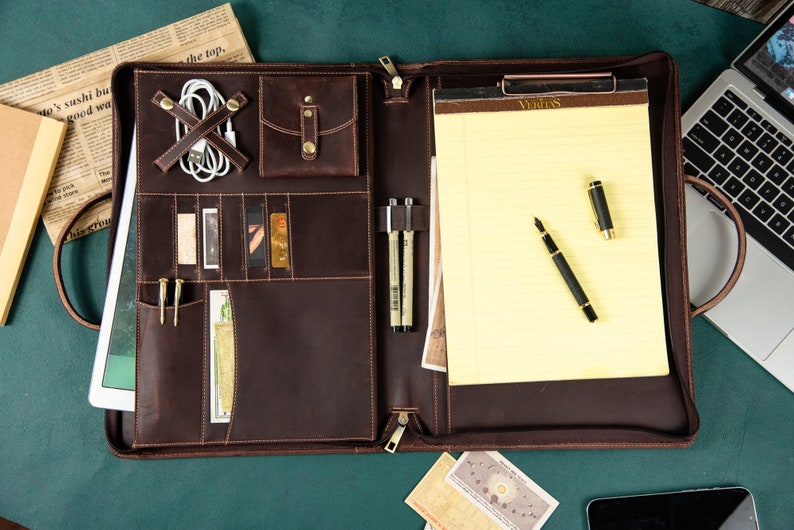 Leather Portfolios for Men, Business Portfolio Notebook, Professional ...