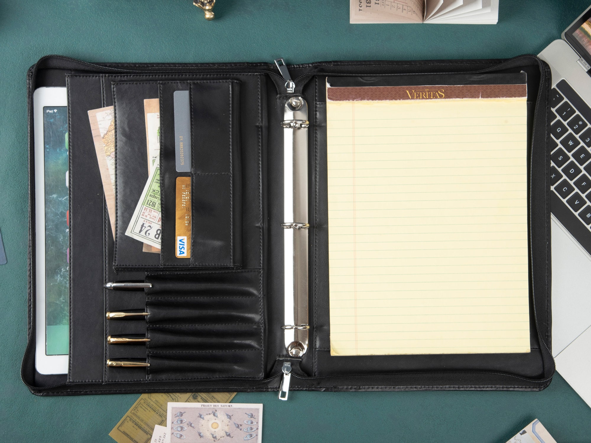 Business Portfolio Binder 3 Rings, Handmade Padfolio Folder With ...