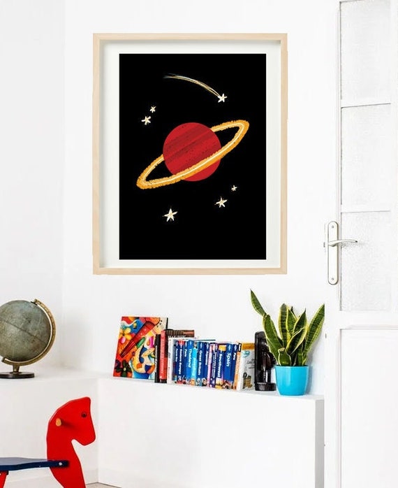 SATURN Chalkboard Style Printable Art Planet Space Chalk - Etsy