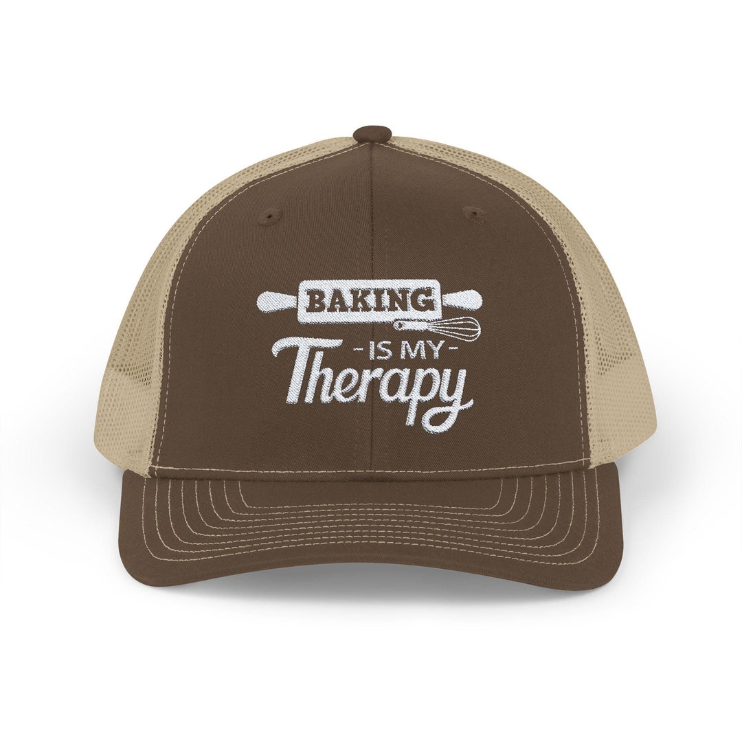 Baking is My Therapy Embroidered Trucker Cap | Unisex Hat for Bakers ...