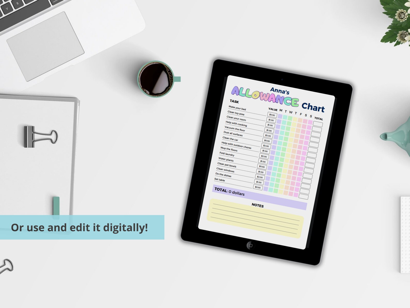 Allowance Tracker, Chore Chart for Kids, Daily, Weekly Checklist ...
