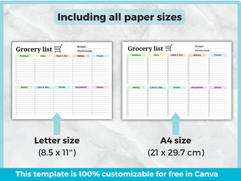 Grocery List, Printable Inventory Tracker Food Journal, Meal Planner ...