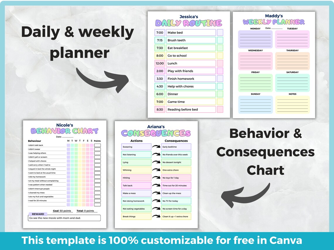 Chore Chart for Kids Bundle, Routine Chart, ADHD Chore Chart, Kids ...