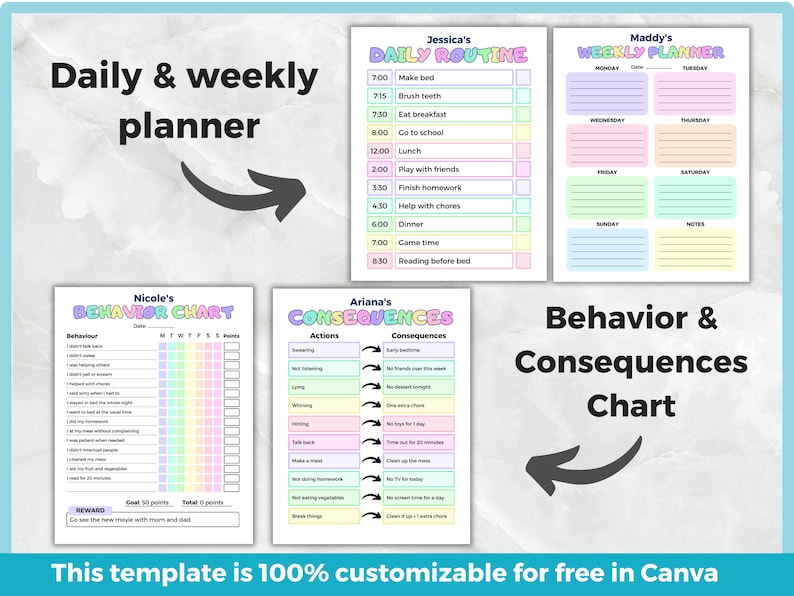 Chore Chart for Kids Bundle, Routine Chart, ADHD Chore Chart, Kids ...