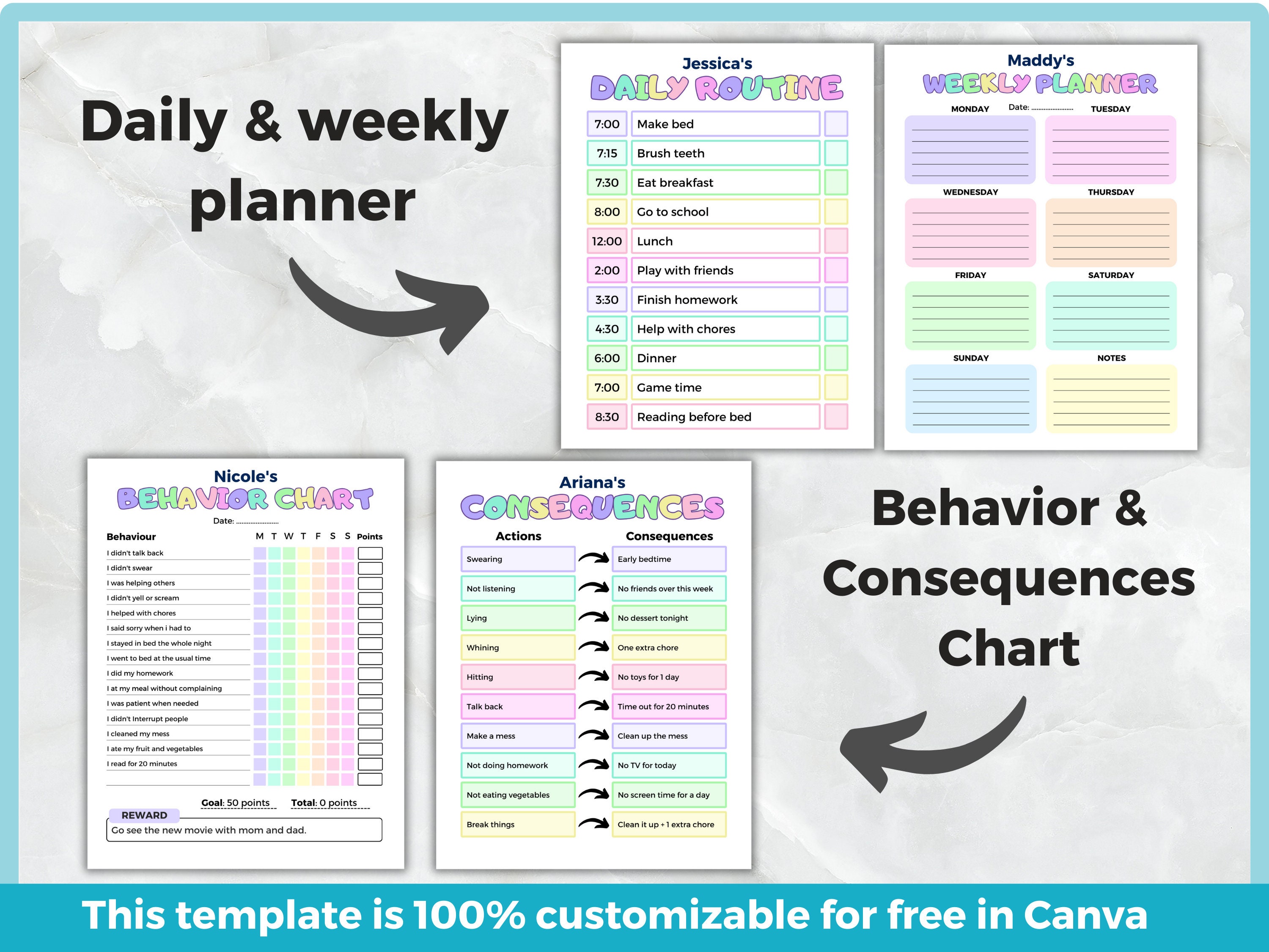 Chore Chart for Kids Bundle, Routine Chart, ADHD Chore Chart, Kids ...