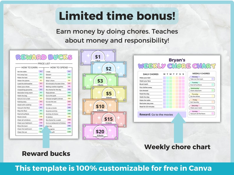 Chore Chart for Kids Bundle, Routine Chart, ADHD Chore Chart, Kids ...