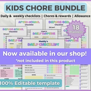 Allowance Tracker, Chore Chart for Kids, Daily, Weekly Checklist ...