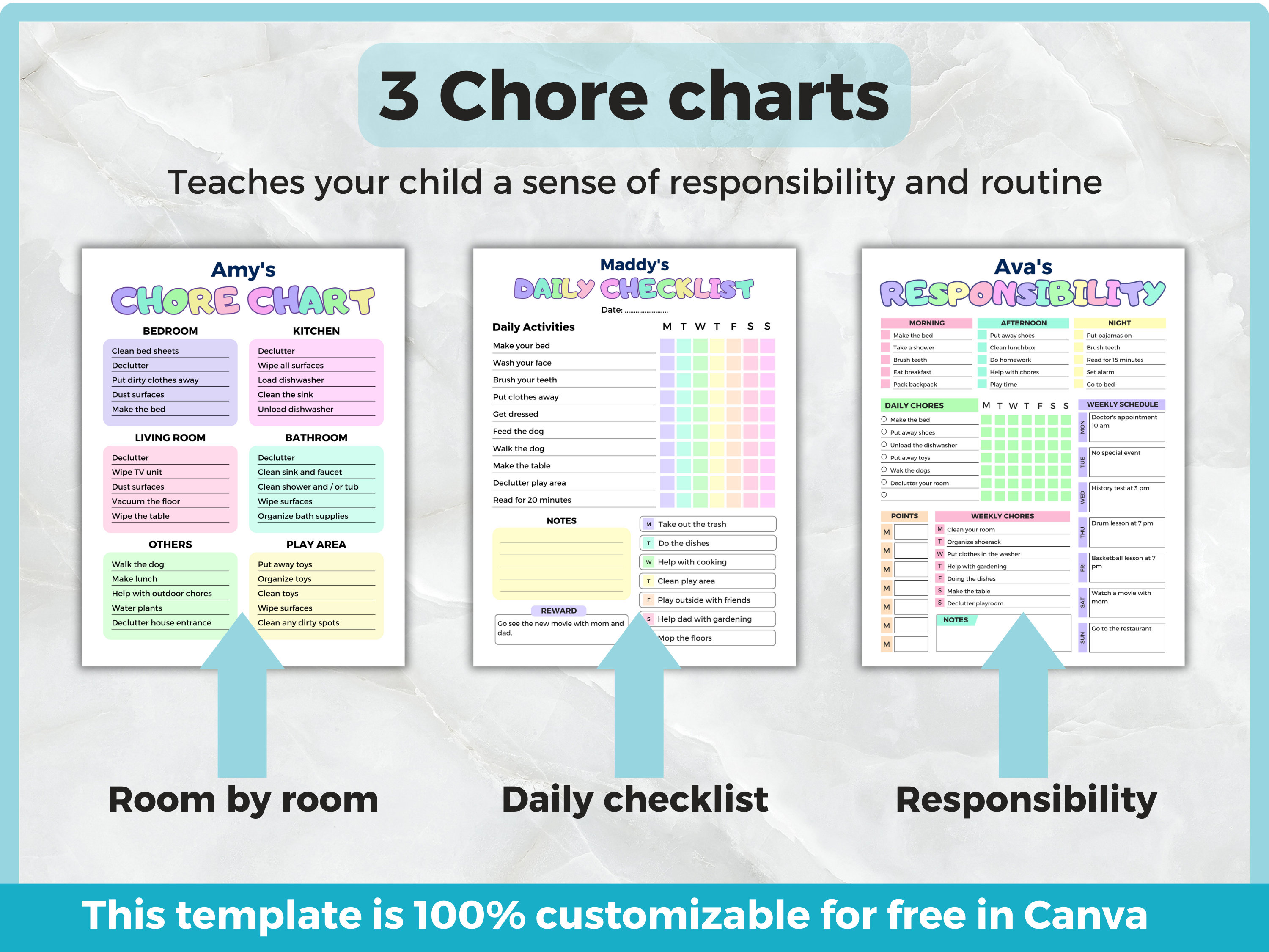 Chore Chart for Kids Bundle, Routine Chart, ADHD Chore Chart, Kids ...