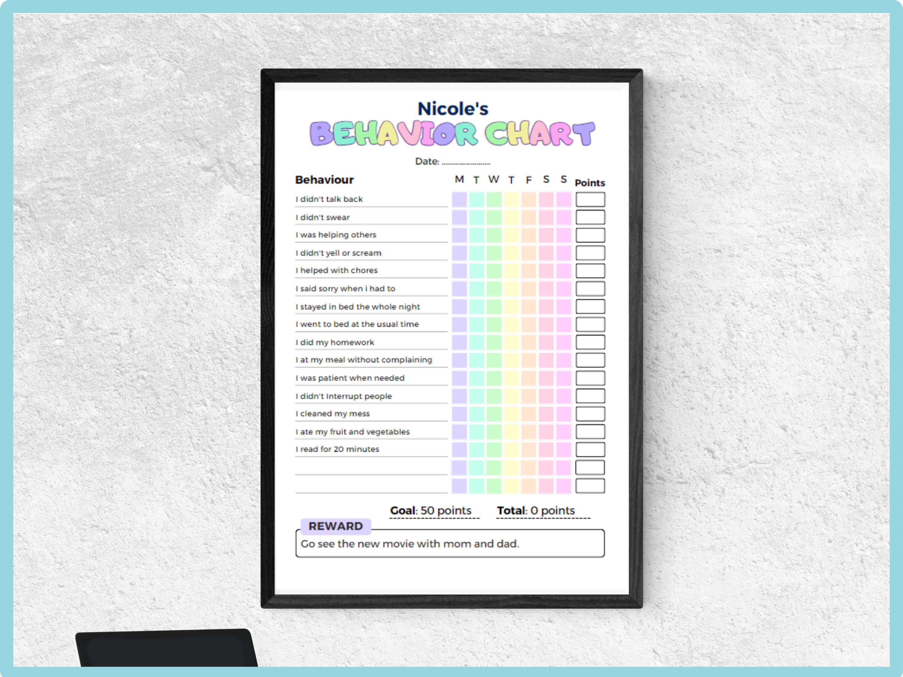 Behavior Chart, Chore Chart for Kids Routine List, Responsibility, Daily, Weekly ADHD Chore ...