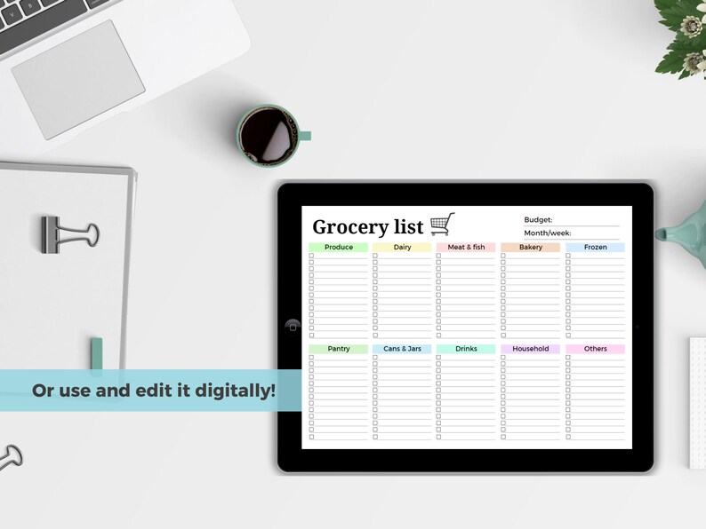 Grocery List, Printable Inventory Tracker Food Journal, Meal Planner ...