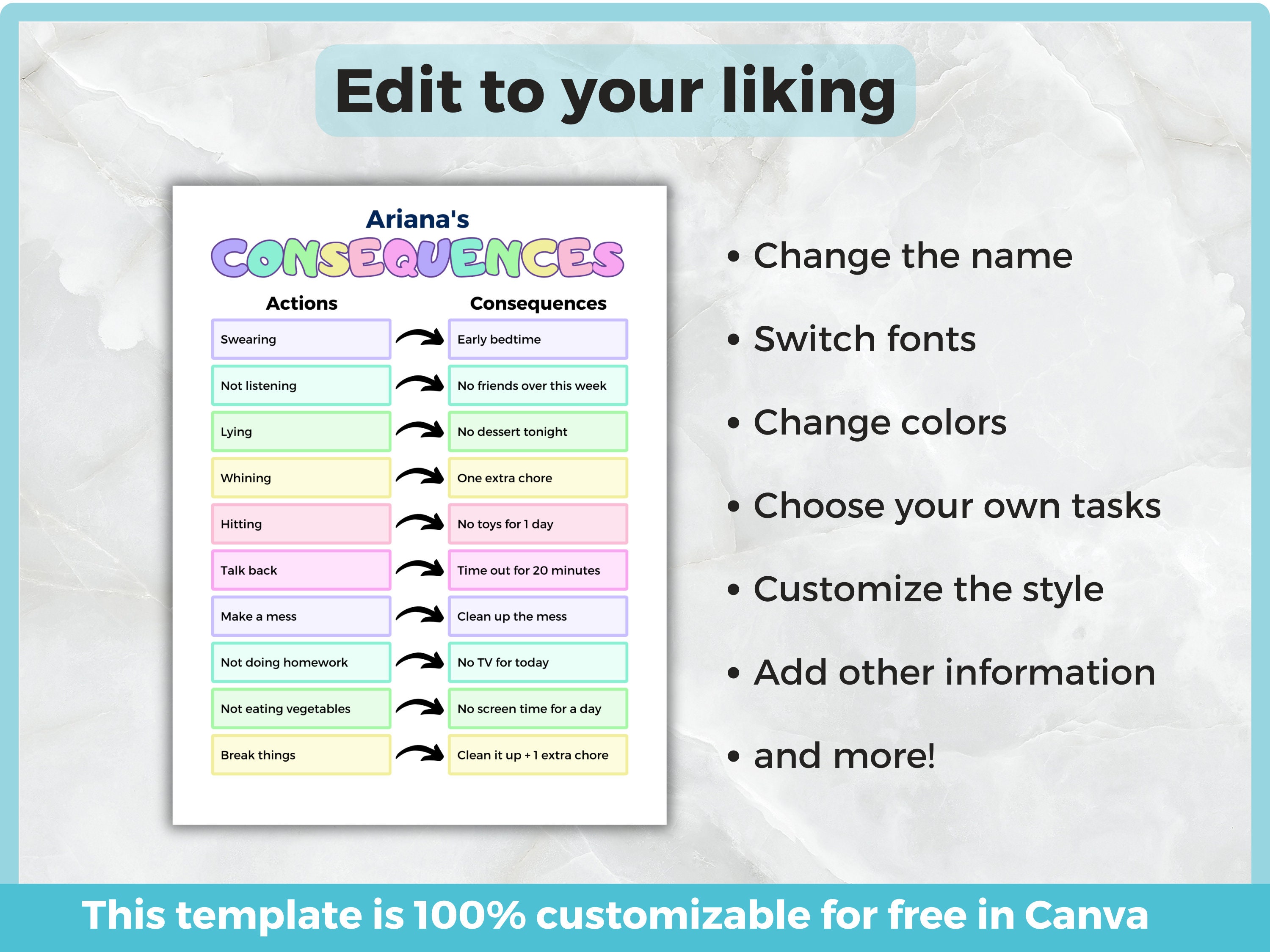 Consequence Chart, Behaviour Chart, Routine, Responsibility, Daily ...