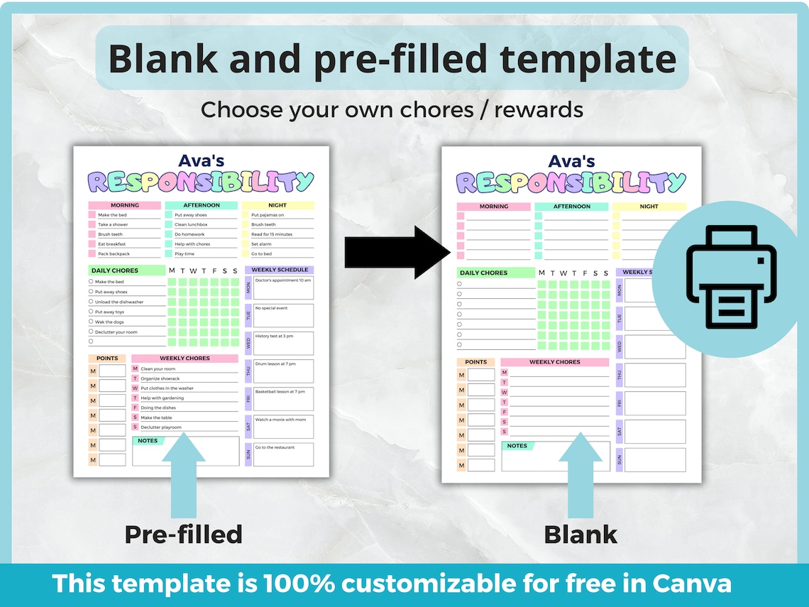 Chore Chart for Kids Bundle, Routine Chart, ADHD Chore Chart, Kids ...