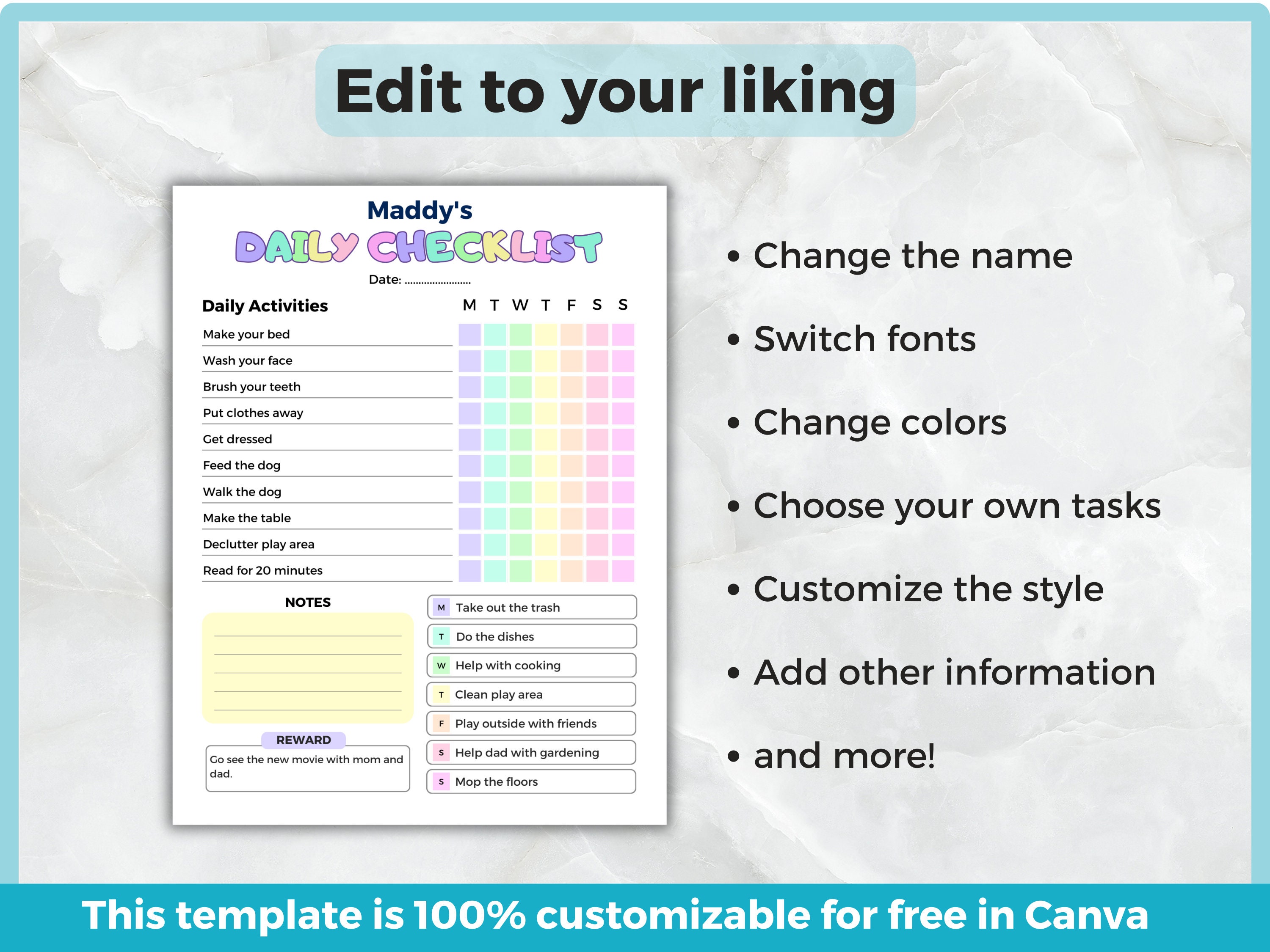 Chore Chart for Kids Bundle, Routine Chart, ADHD Chore Chart, Kids ...
