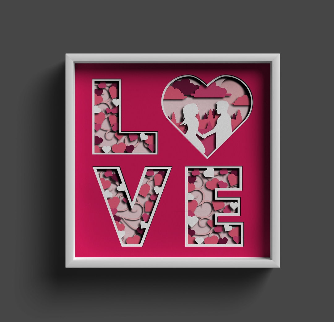 3D Love SVG 3D Love Frame SVG 3D Love Heart SVG 3D Paper Cut Shadow Box ...
