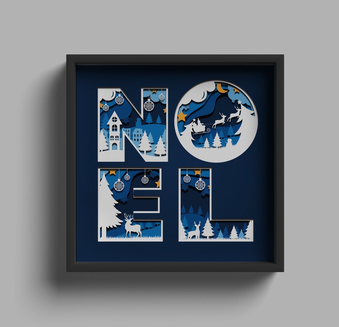 3D Noel SVG 3D Noel Frame SVG 3D Noel Father Christmas SVG 3D Paper Cut ...