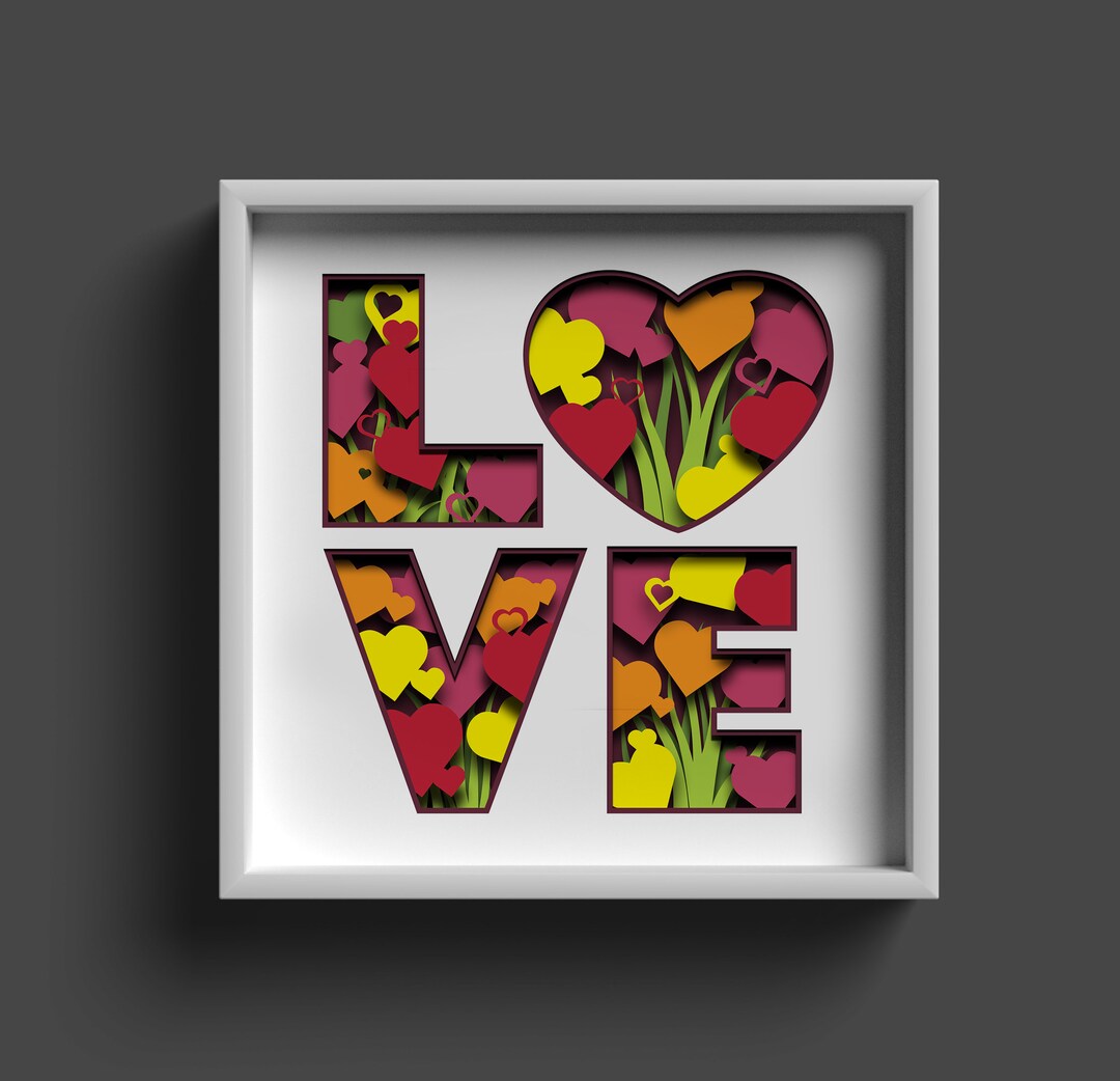 3D Love SVG 3D Love Frame SVG 3D Love Heart Flowers SVG 3D Paper Cut ...
