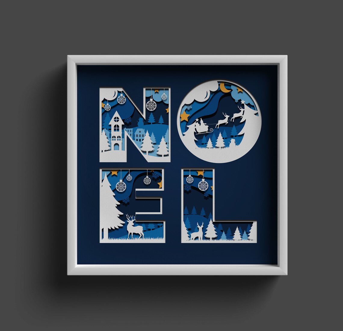 3D Noel SVG 3D Noel Frame SVG 3D Noel Father Christmas SVG 3D Paper Cut ...