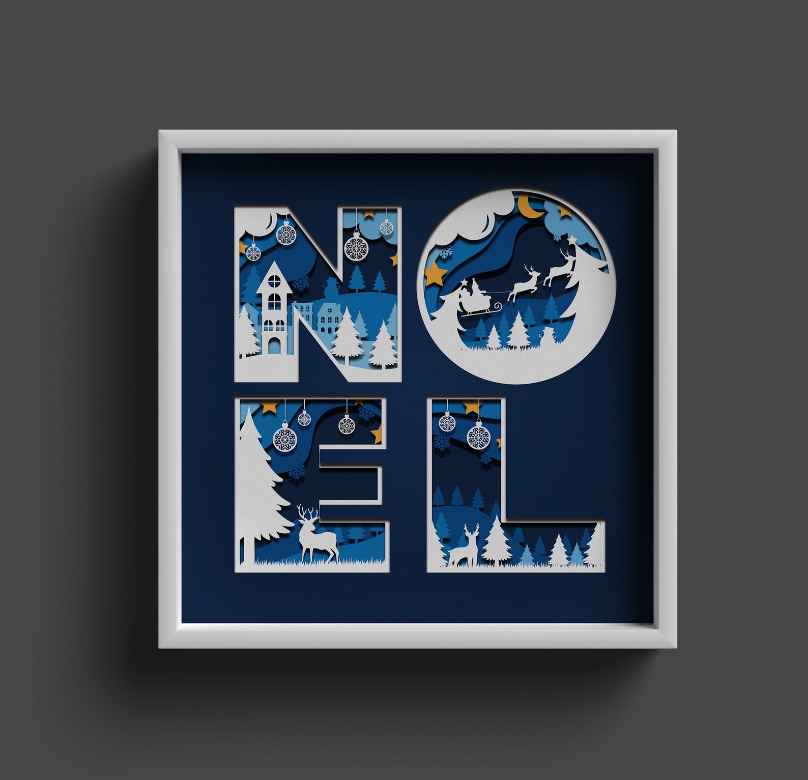 3D Noel SVG 3D Noel Frame SVG 3D Noel Father Christmas SVG 3D Paper Cut ...