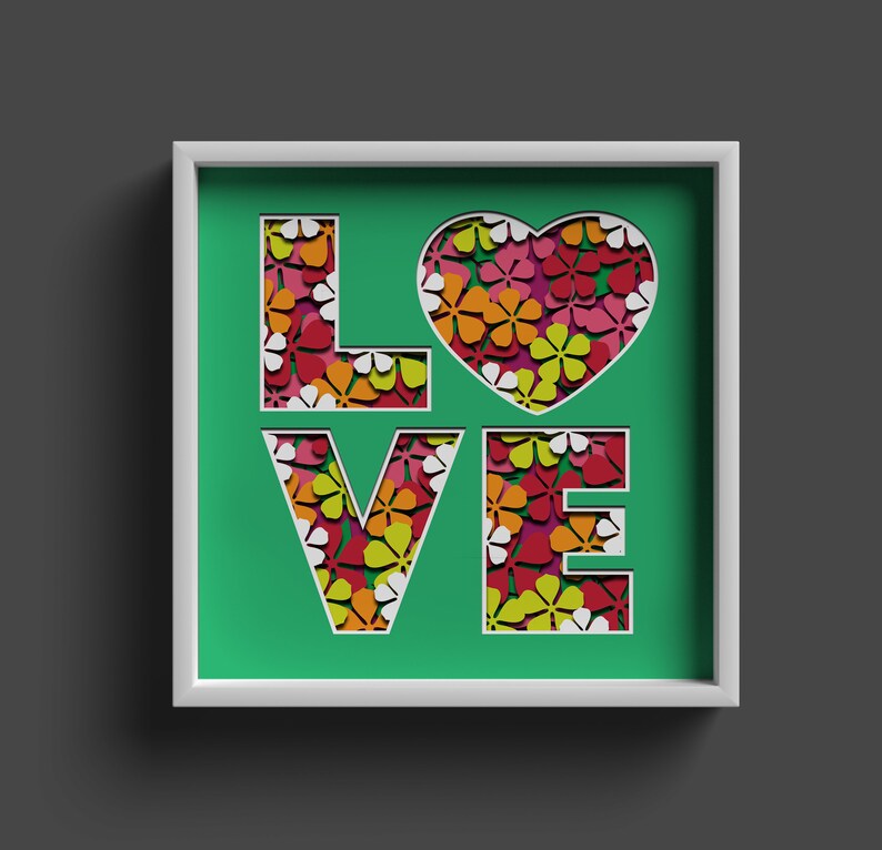 3D amor SVG 3D marco de amor SVG 3D flores de amor SVG 3D Paper Cut ...