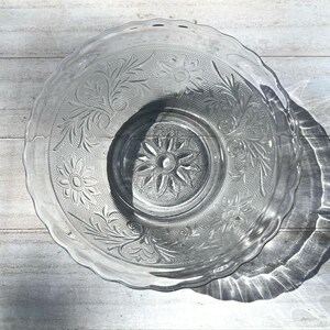 Vintage Anchor Hocking Sandwich Pattern Clear Glass Scalloped Serving ...