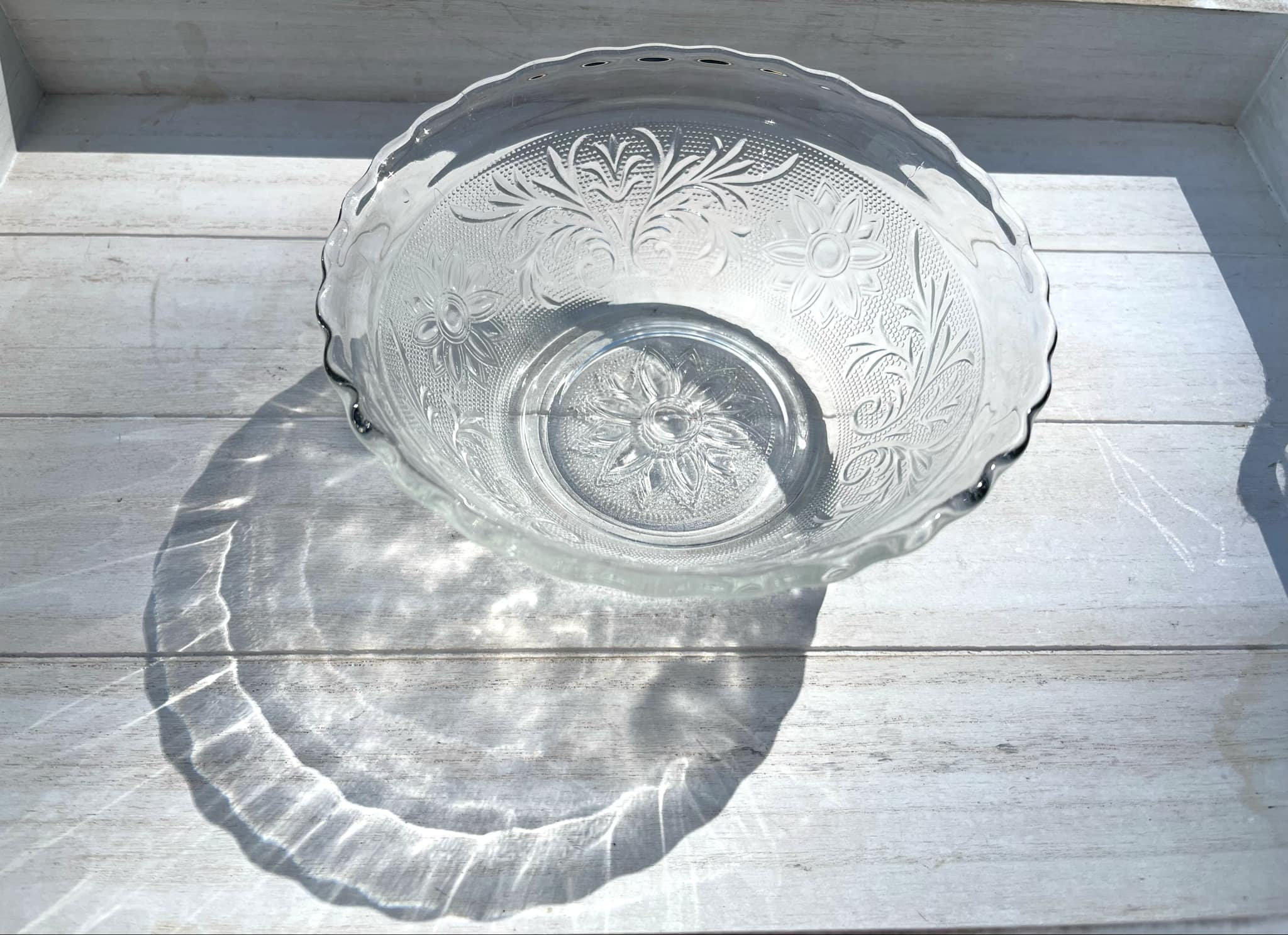 Vintage Anchor Hocking Sandwich Pattern Clear Glass Scalloped Serving ...