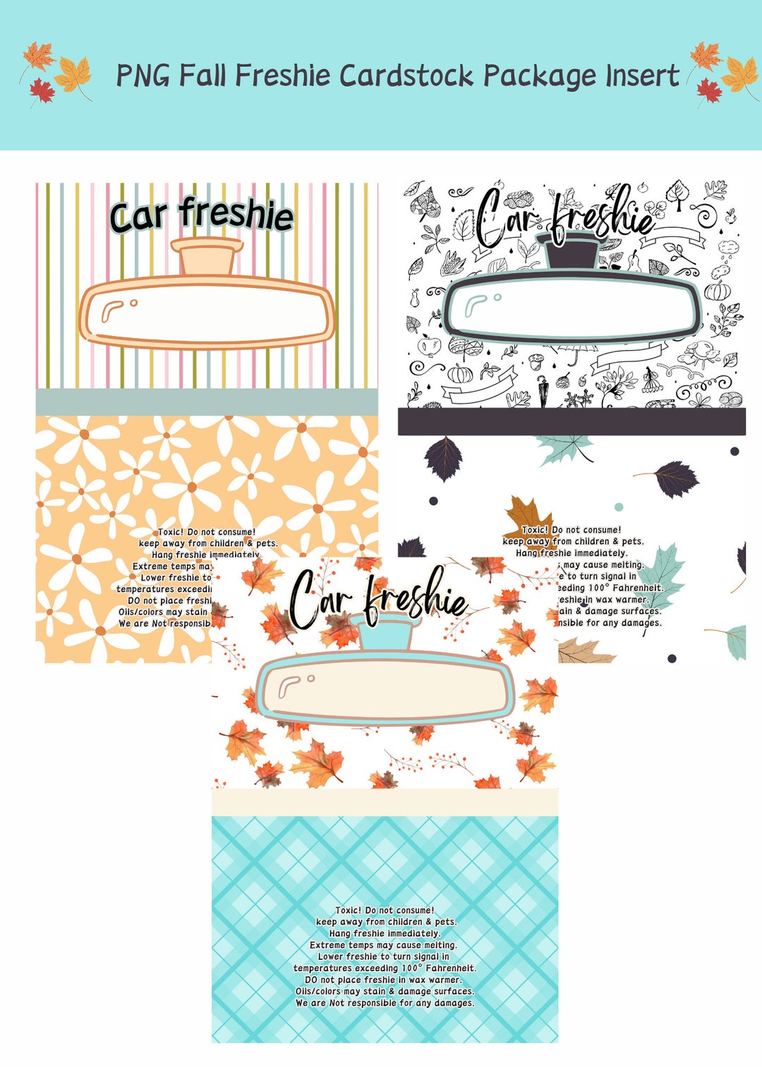 Fall Freshie Package Care Instruction Insert PNG Set of 3 - Etsy