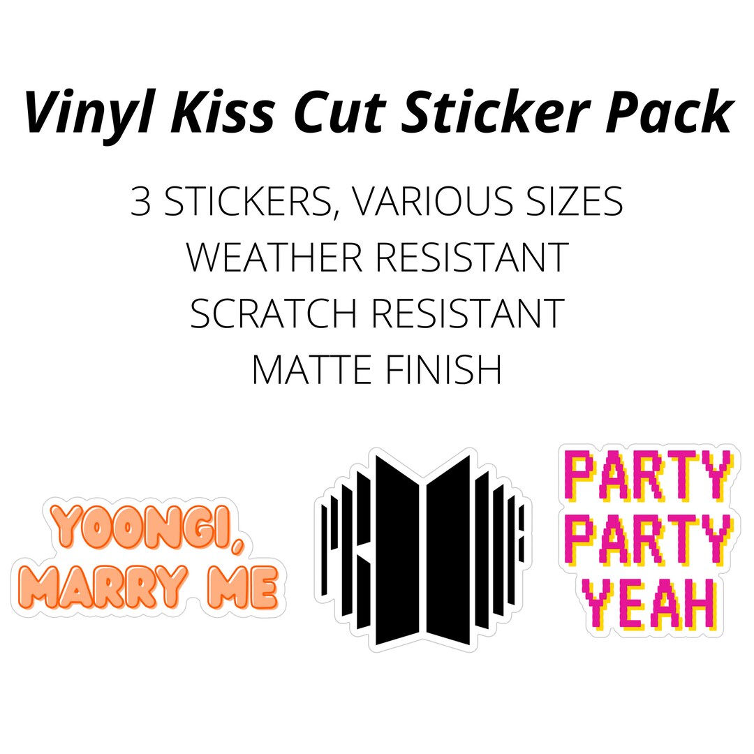 Vinyl Kiss Cut BTS Sticker Pack of 3 - Etsy