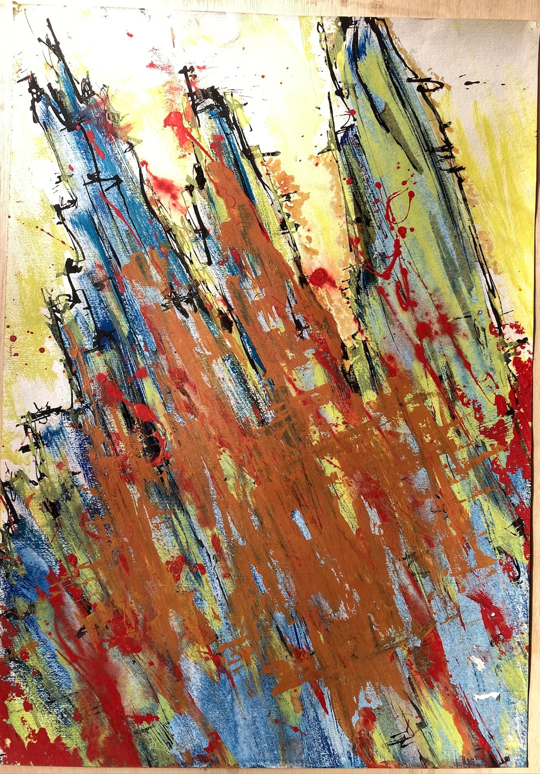 Construction Towers Abstract Modern Art on Paper - Etsy