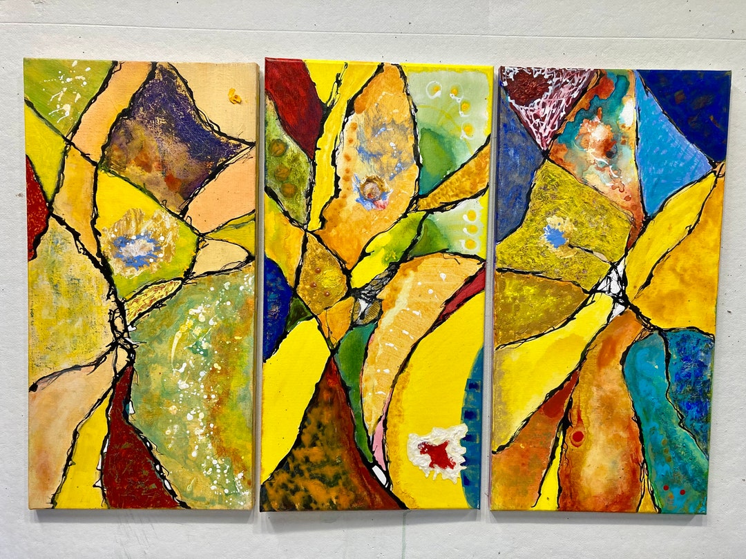 Lady in Waiting, Hero & Contender - Triptych Original Abstract Modern ...