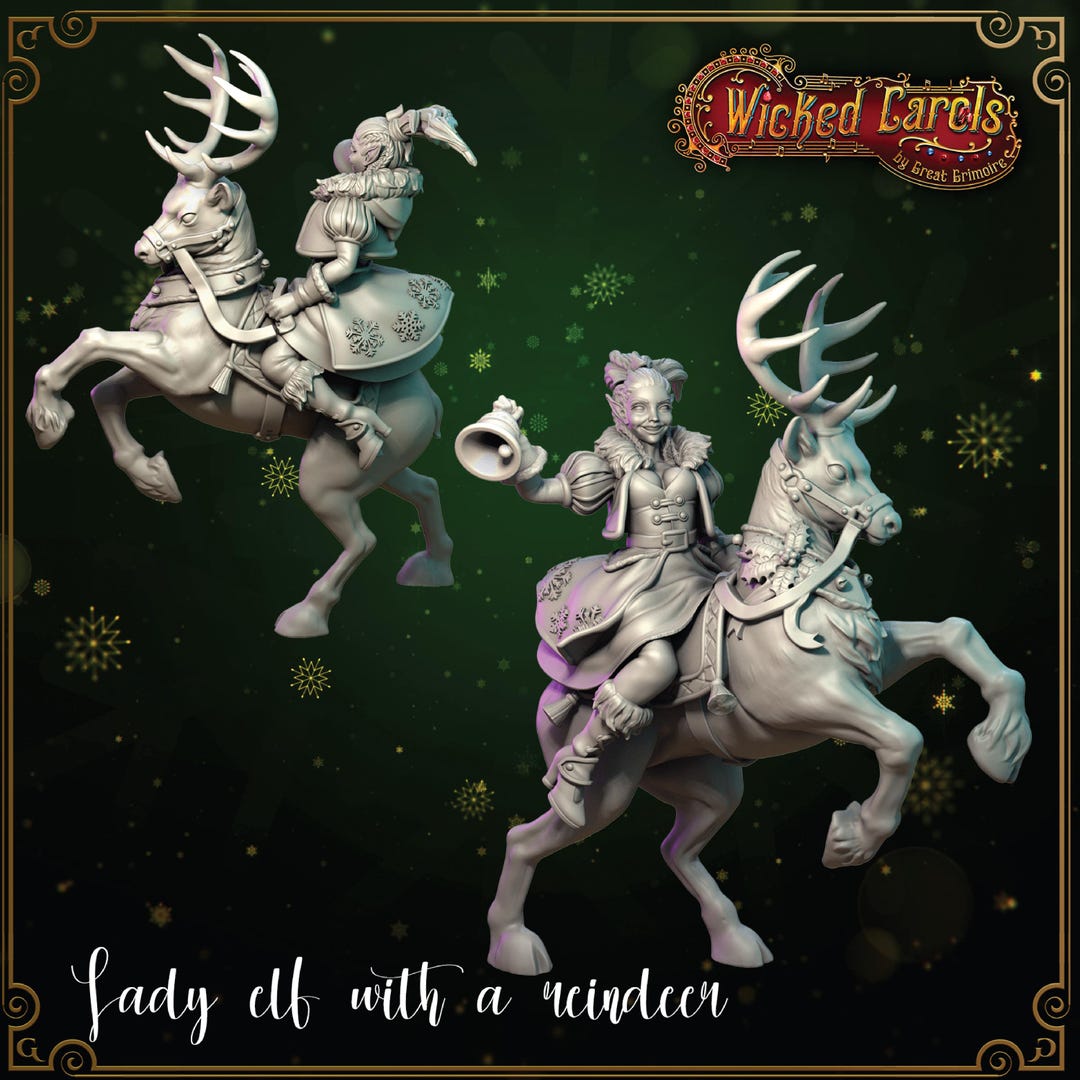 Lady Elf | Yuletide Reindeer Miniature | Wicked Carols | 3D Resin Print ...