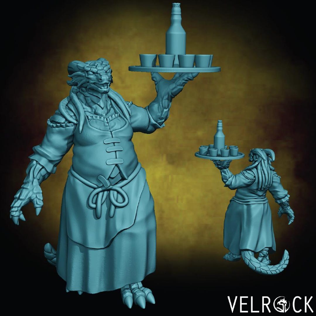 Dragonkin Barmaid | Dragonborn Miniature | Velrock Art | Company of ...