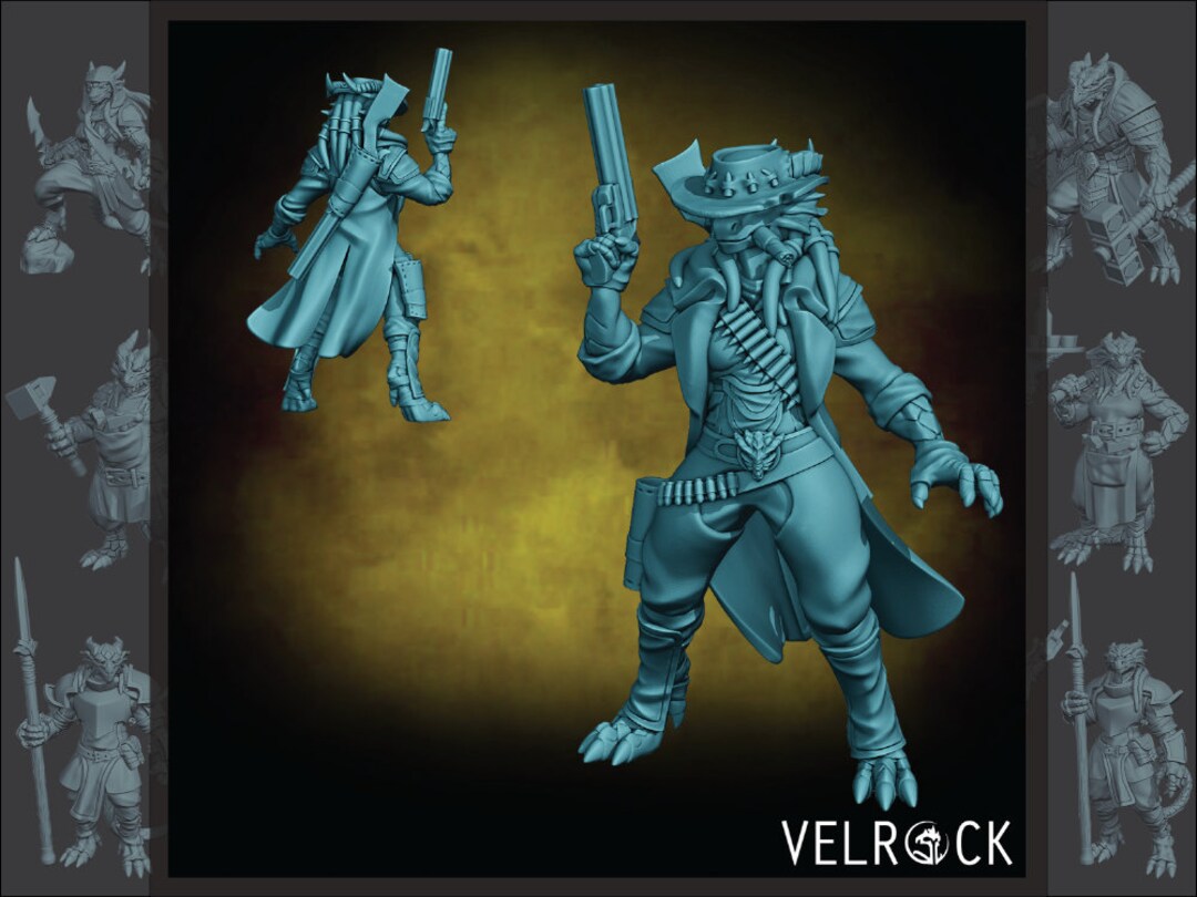 Female Dragonfolk Gunslinger | Rogue Miniature | Velrock Art | Company ...