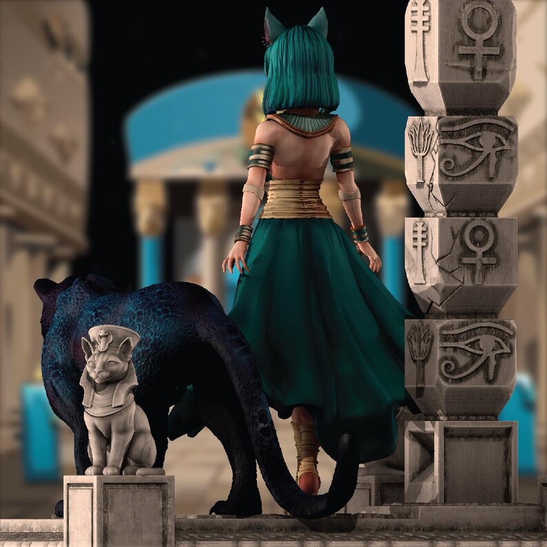 Goddess Bastet | Egyptian Diorama | Nafarrate Designs | 3D Resin Print ...
