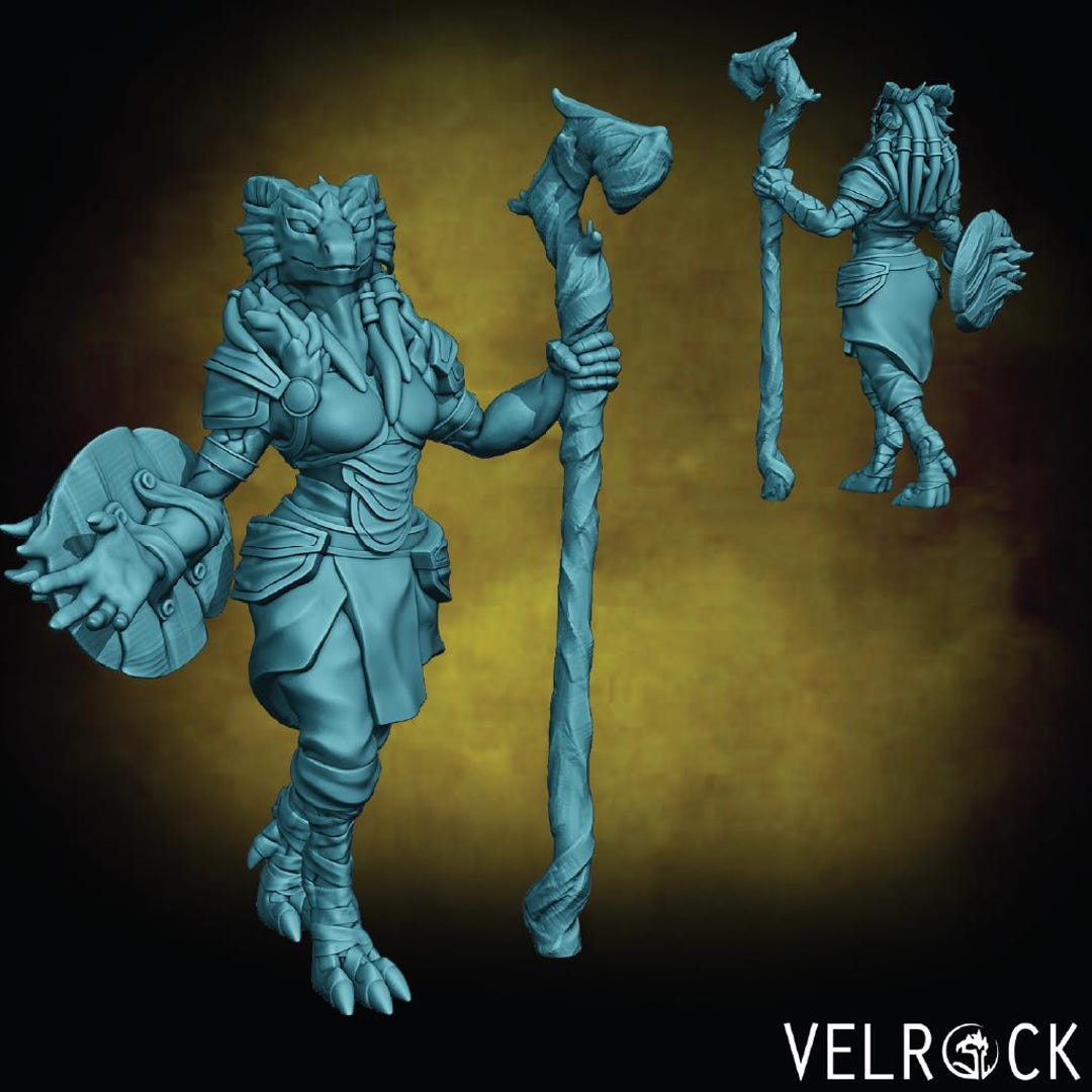 Female Dragonfolk Shepherd | Dragonkin Miniature | Velrock Art ...