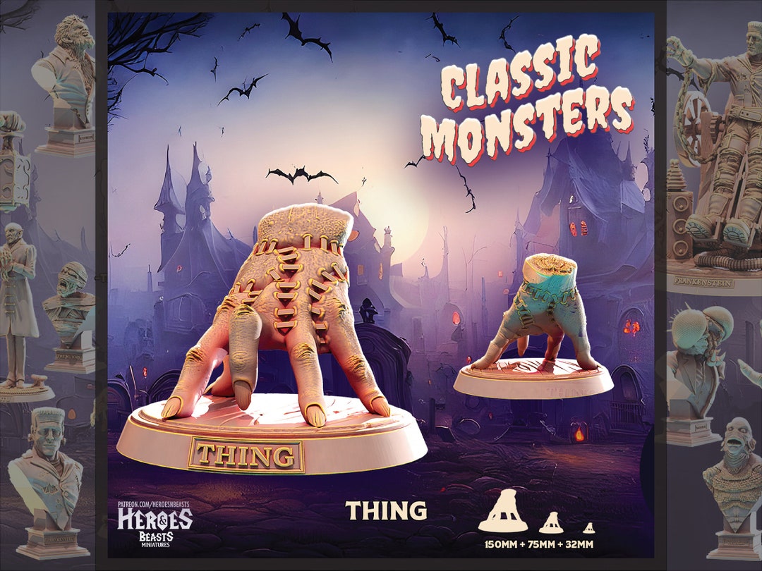 Thing Severed Hand Miniature Heroes & Beasts Classic Movie Monsters Dnd ...