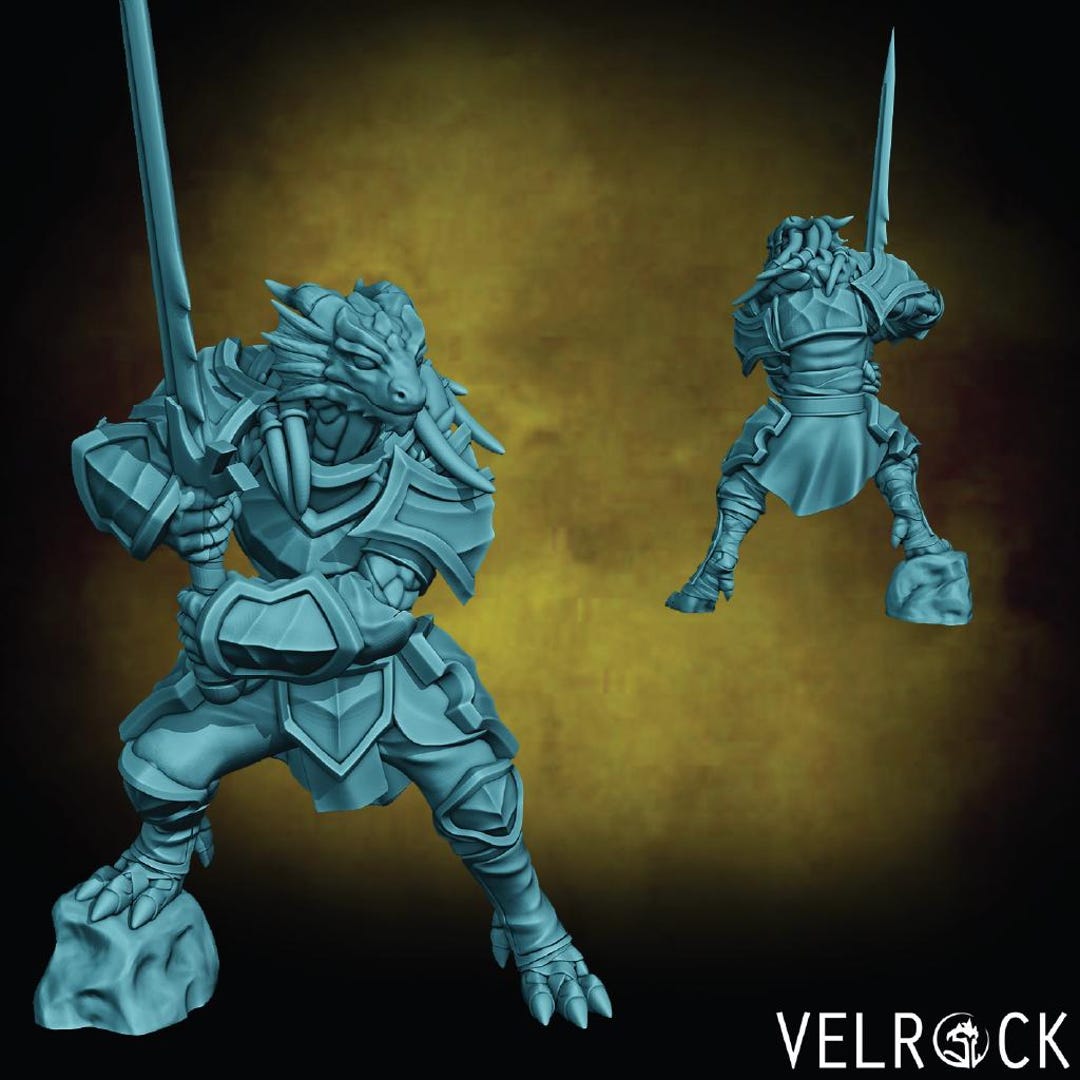 Male Dragonfolk Warrior | Dragonkin Miniature | Velrock Art | Company ...