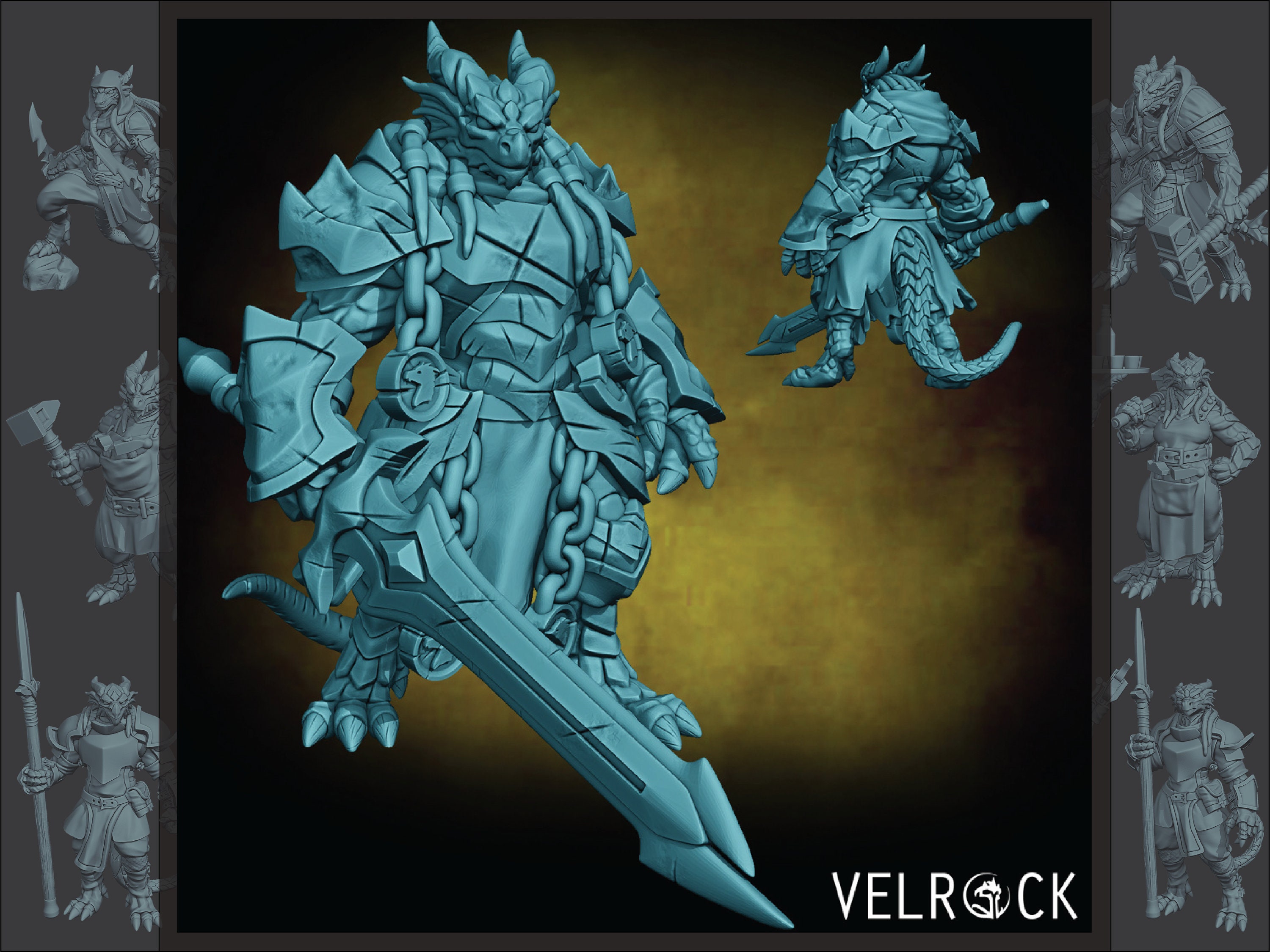 Dragonborn Paladin Armored Miniature Velrock Art Company of Dragons 2 ...