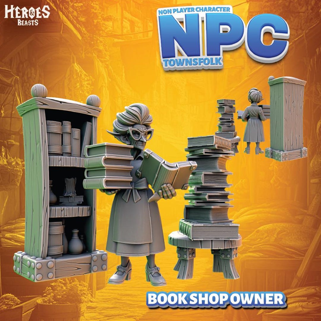 Book Shop Owner | Townsfolk Miniature | Heroes & Beasts | NPC Townsfolk ...