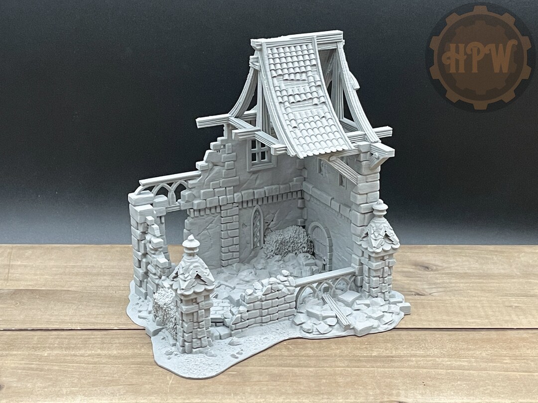 Ruins Abandoned House Miniature Gaming Terrain Kit 3DP4U Medieval Town ...