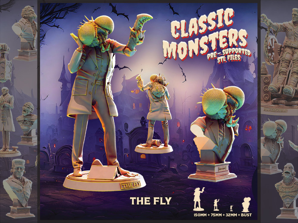 The Fly Monster Miniature Heroes & Beasts Classic Movie Monsters - Etsy