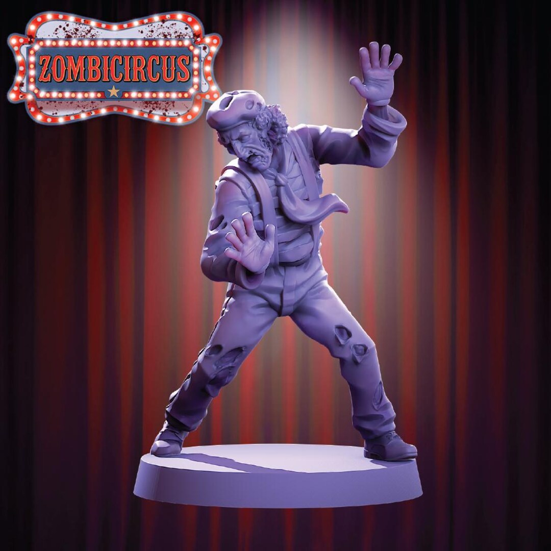 Clown Mime | Zombie Miniature | Vaultz Miniatures | Zombicircus | 3D ...