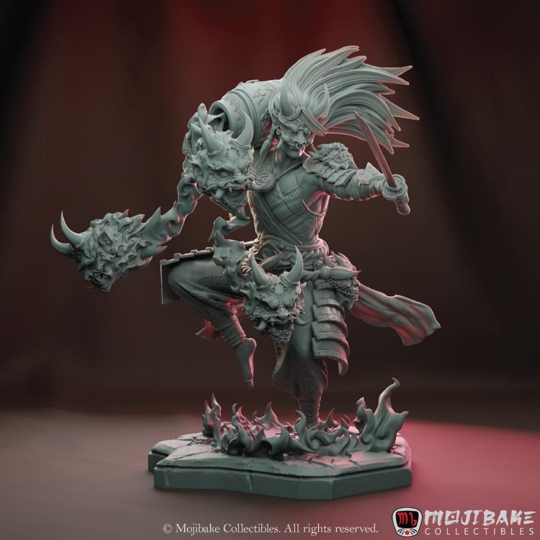 Oni Demon Hunter | Arcane Miniature | Mojibake Collectibles | 3D Resin ...