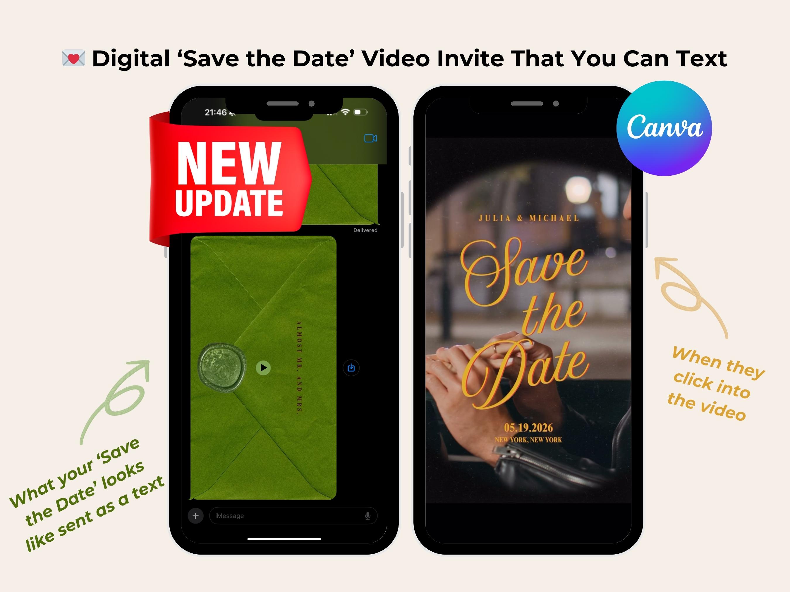 ENVELOPE OPENING ANIMATION Premium Save the Date Video Editable Canva ...