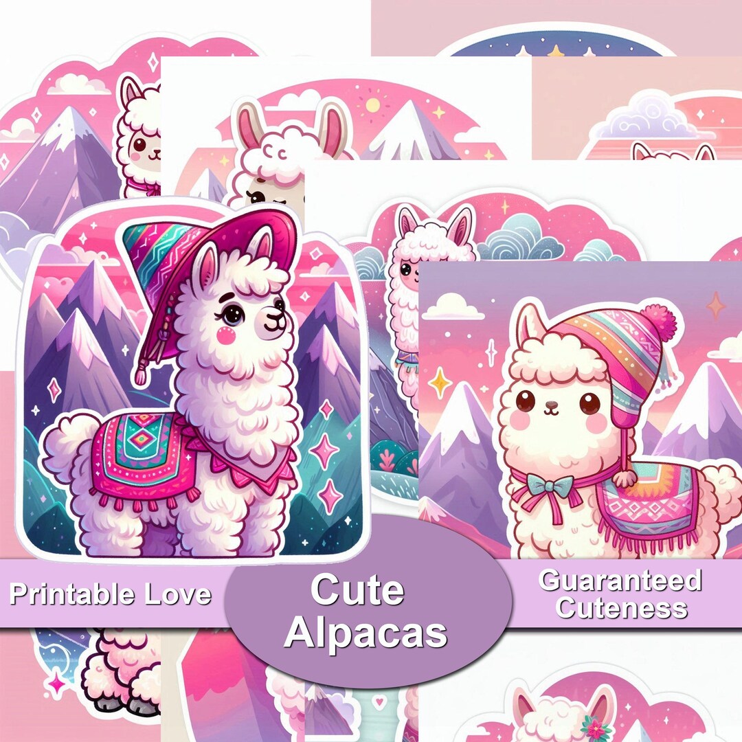 CUTE ALPACAS Stickers & Printables Adorable Fussy Cuts for DIY Crafting ...