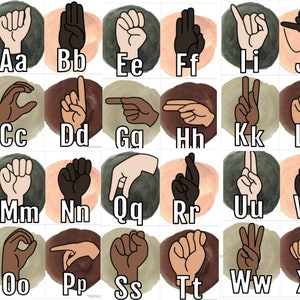 ASL Multicultural Alphabet Cards - Etsy